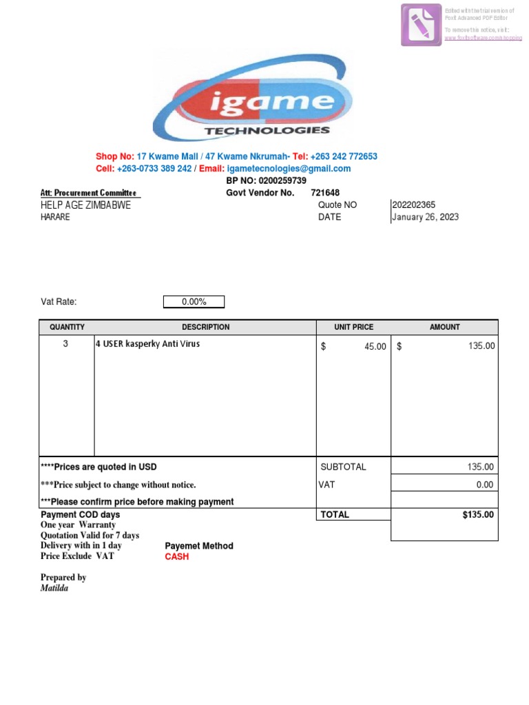 Quote-Help Age Zimbabwe - Kaspersky Anti Virus Harare-13!12!2022-Igame ...