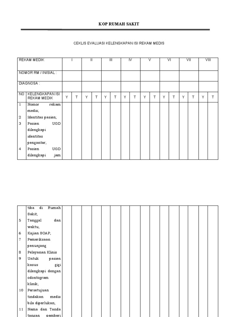 Evaluasi Kelengkapan Rekam Medik | PDF