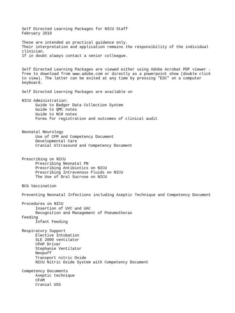 Index To Self Directed Learning Packages | PDF