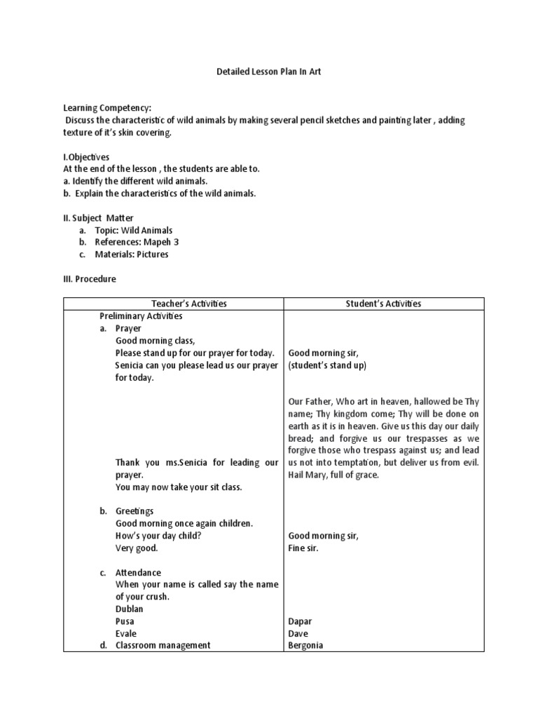 Detailed LP in Art Ken Revised1 | PDF | Lord's Prayer | Behavior ...