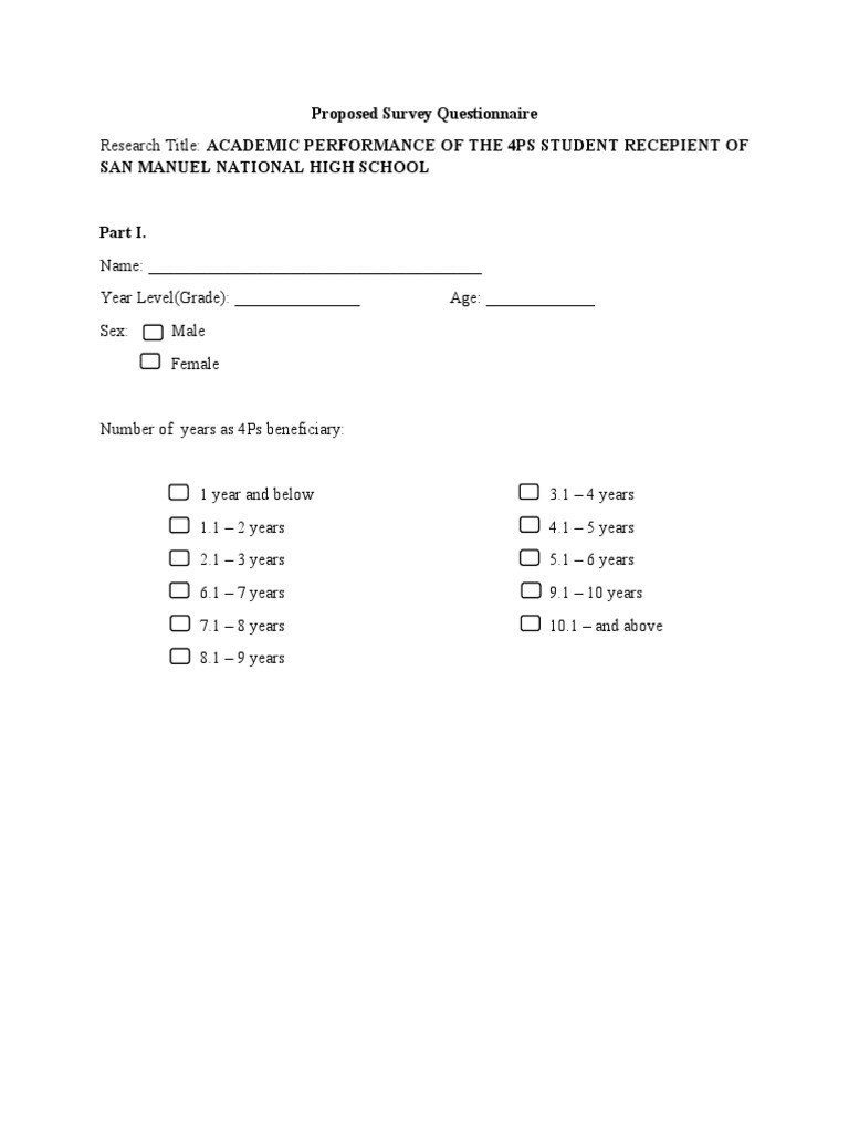 4Ps Academic Performance Survey | PDF