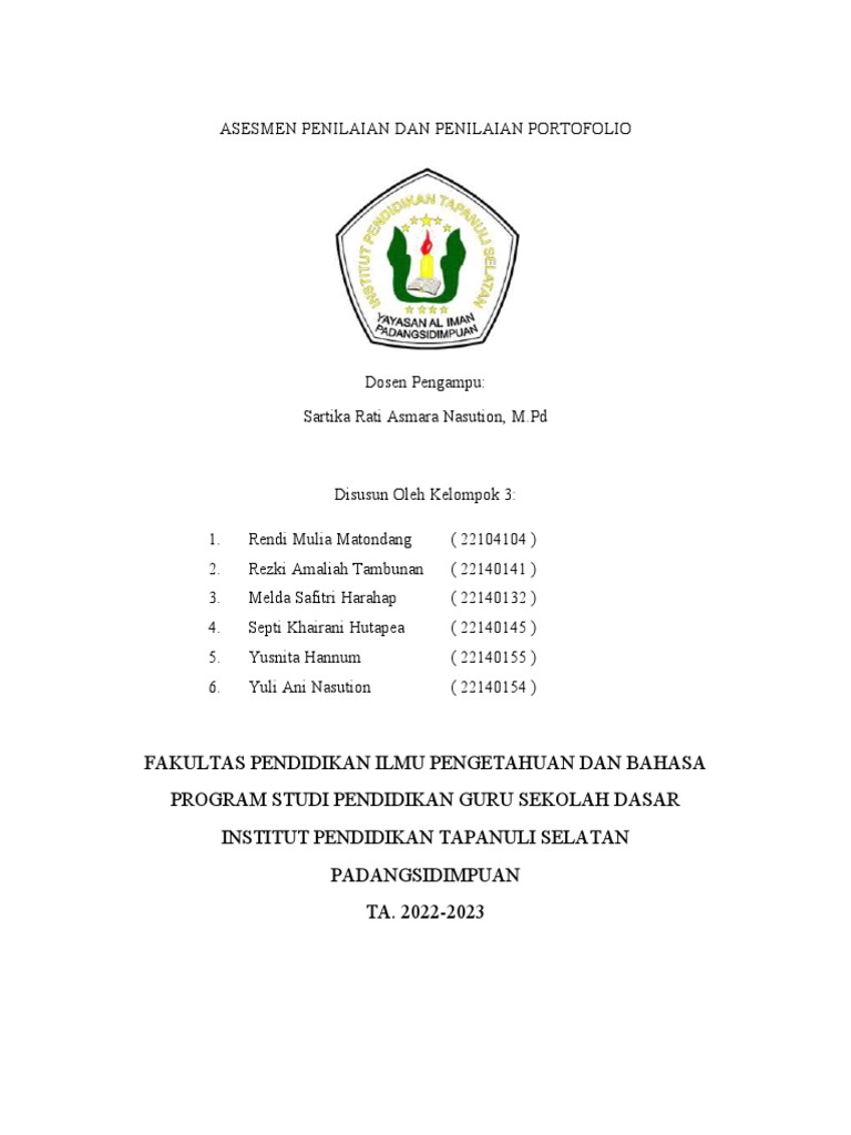 Panduan Penilaian Portofolio Siswa | PDF | Karier & Perkembangan