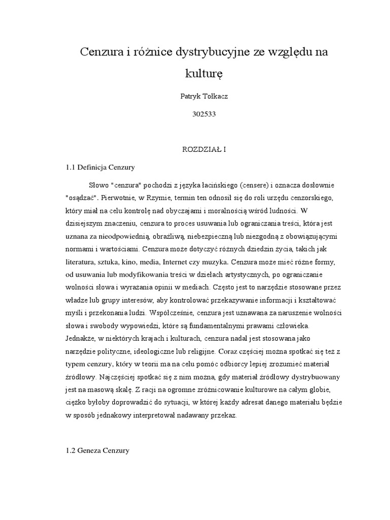 Praca Licencjacka Rozdział I Patryk Tołkacz | PDF