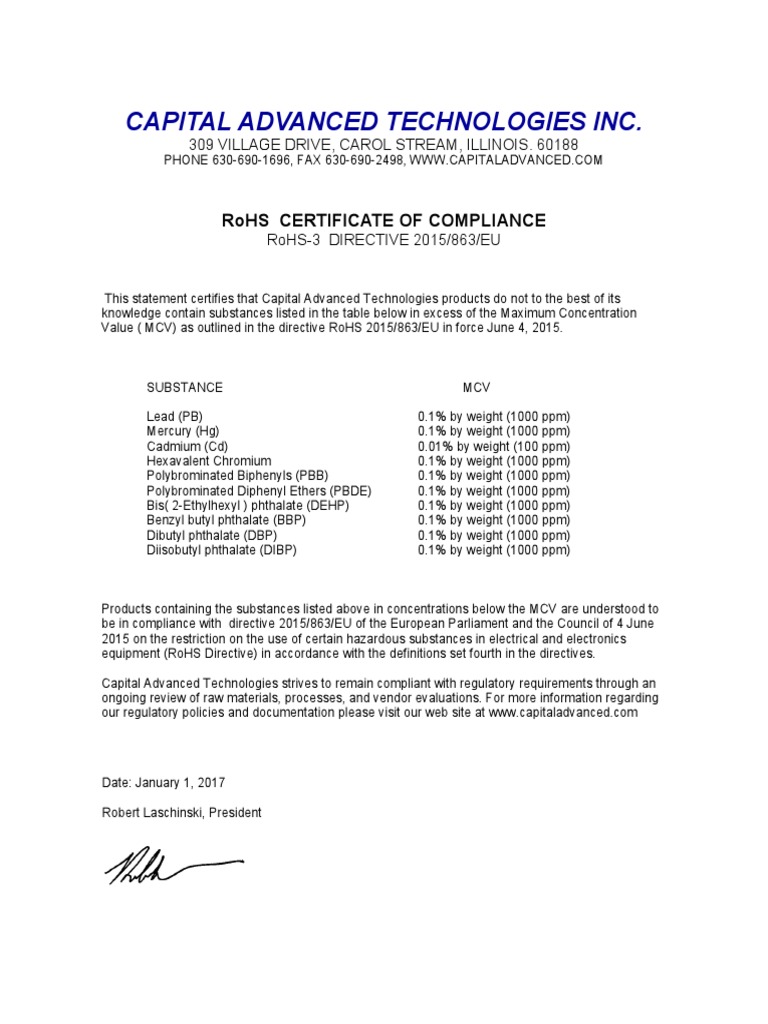 1.rohs 3 Certification | PDF