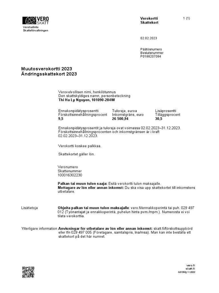 Skattekort (PDF) - 02.02.2023 | PDF