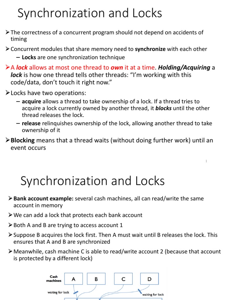 Lecture16 Concurrency Part4 Locksandsynchronization Pdf Method Computer Programming