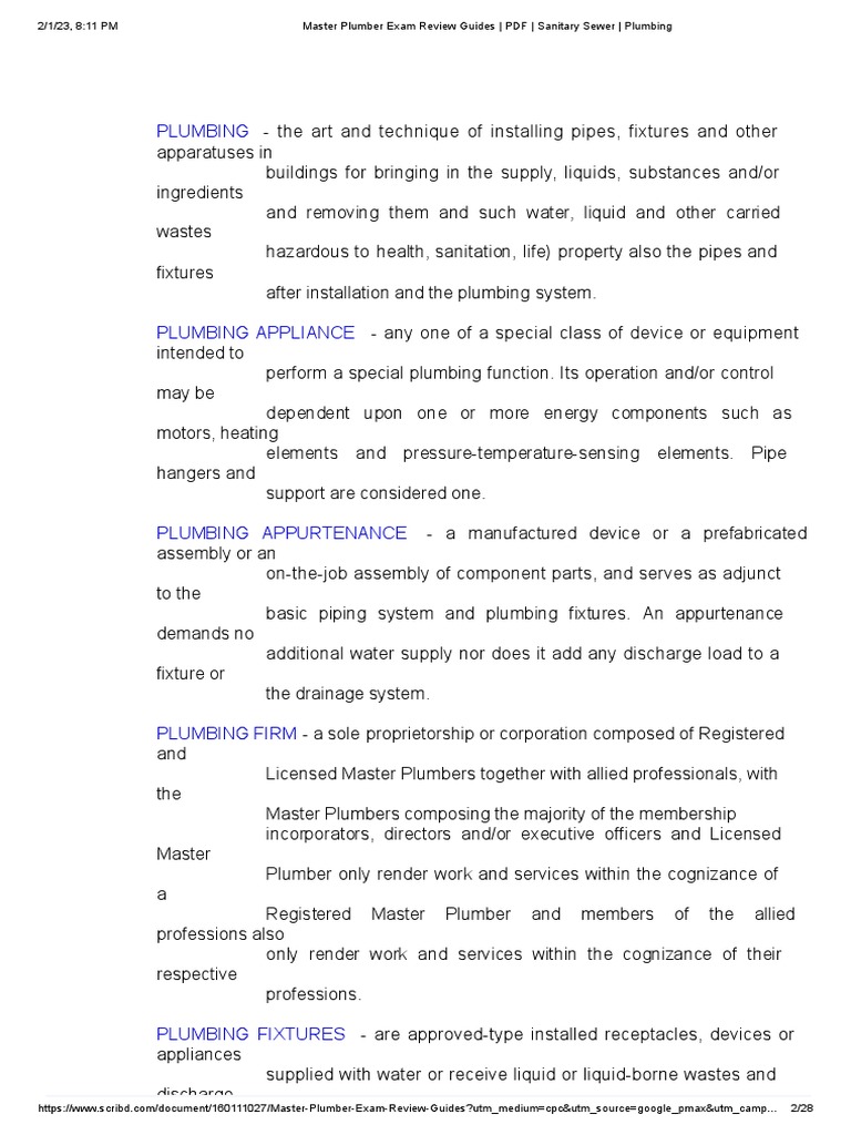 Master Plumber Exam Review Guides | PDF | Plumbing | Storm Drain