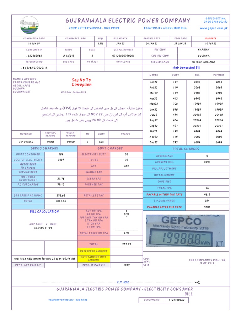 Gepco Online Bill | PDF | Fee | Taxes