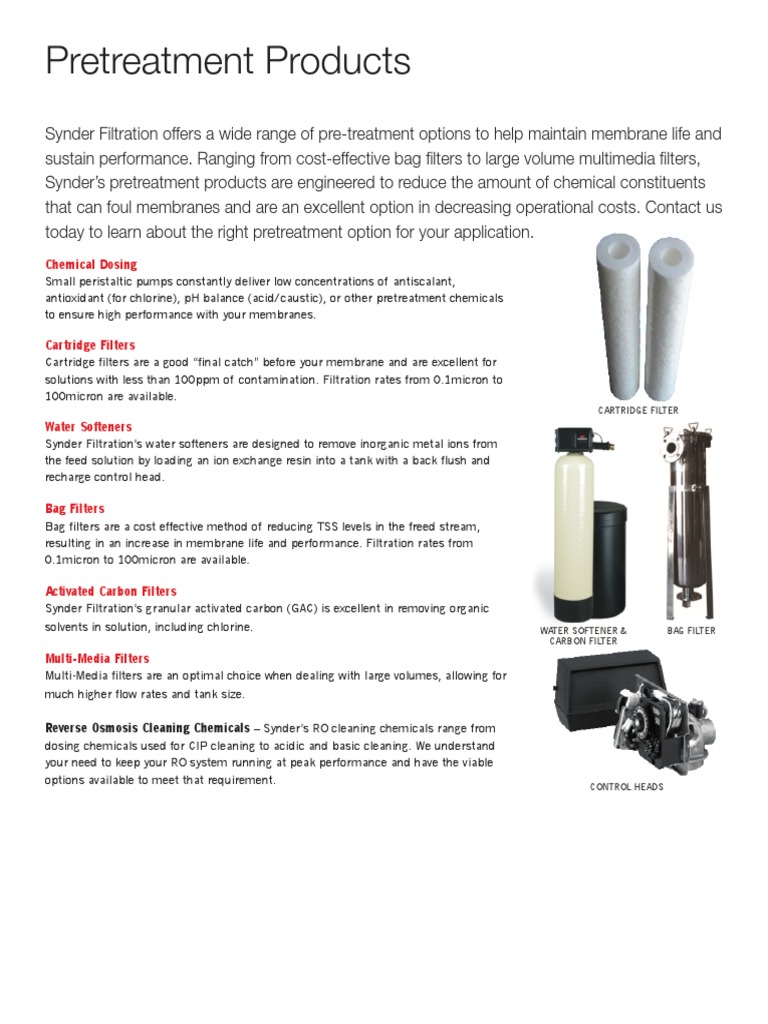 Pretreatment Products Dosing Chemicals | PDF | Membrane | Water ...