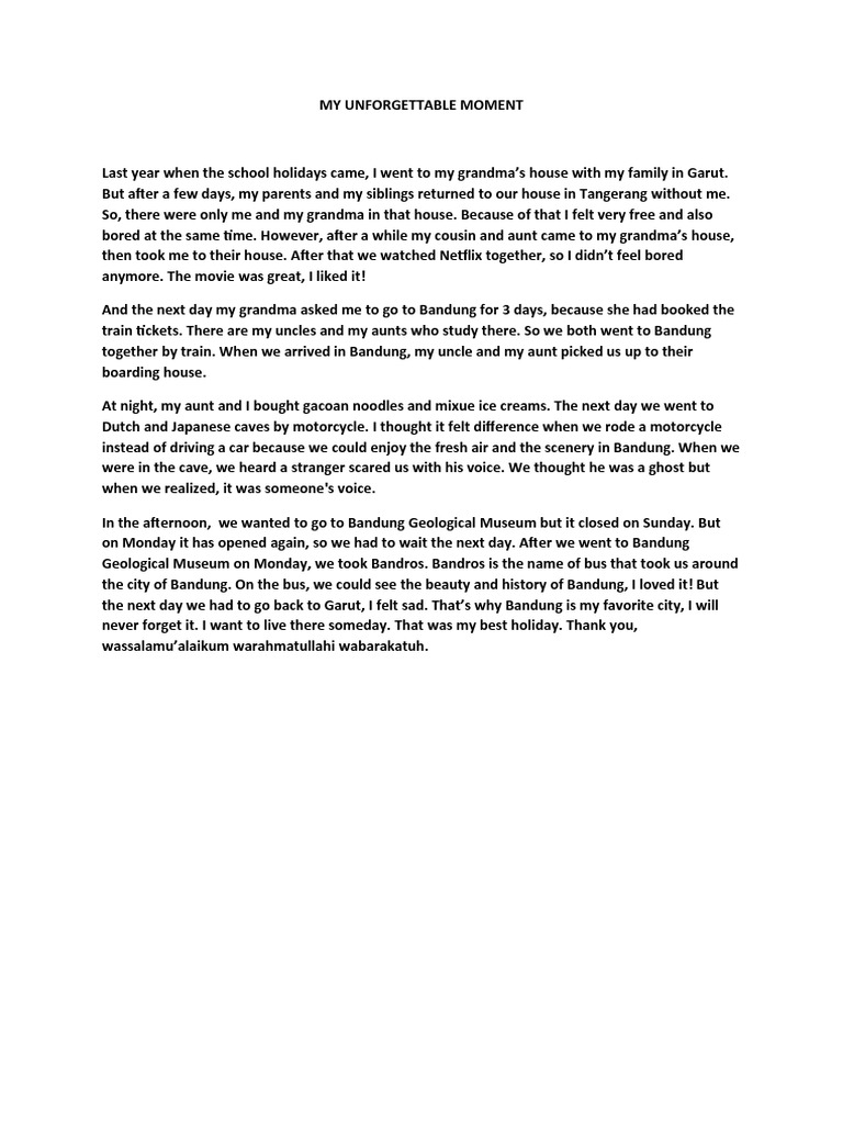 My Unforgettable Moment | PDF