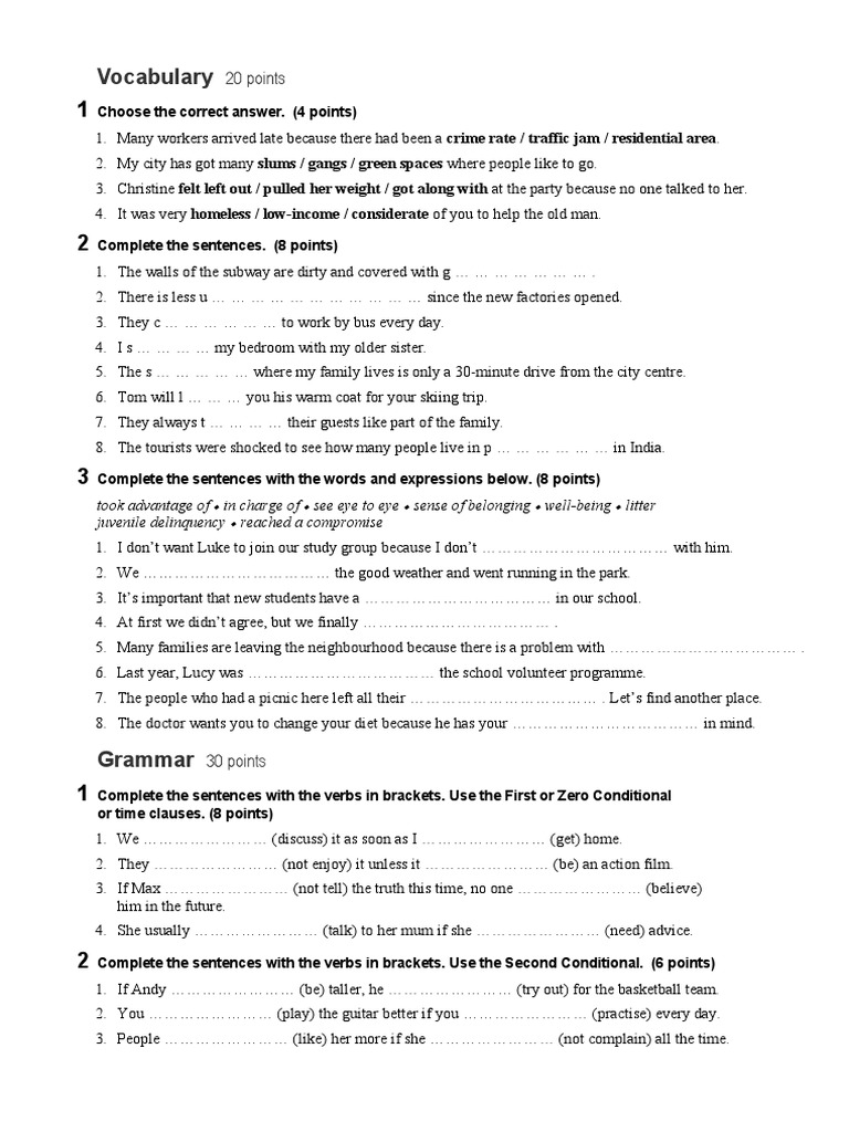 Unit 4 Test Level 1 Pdf Sentence Linguistics Grammar