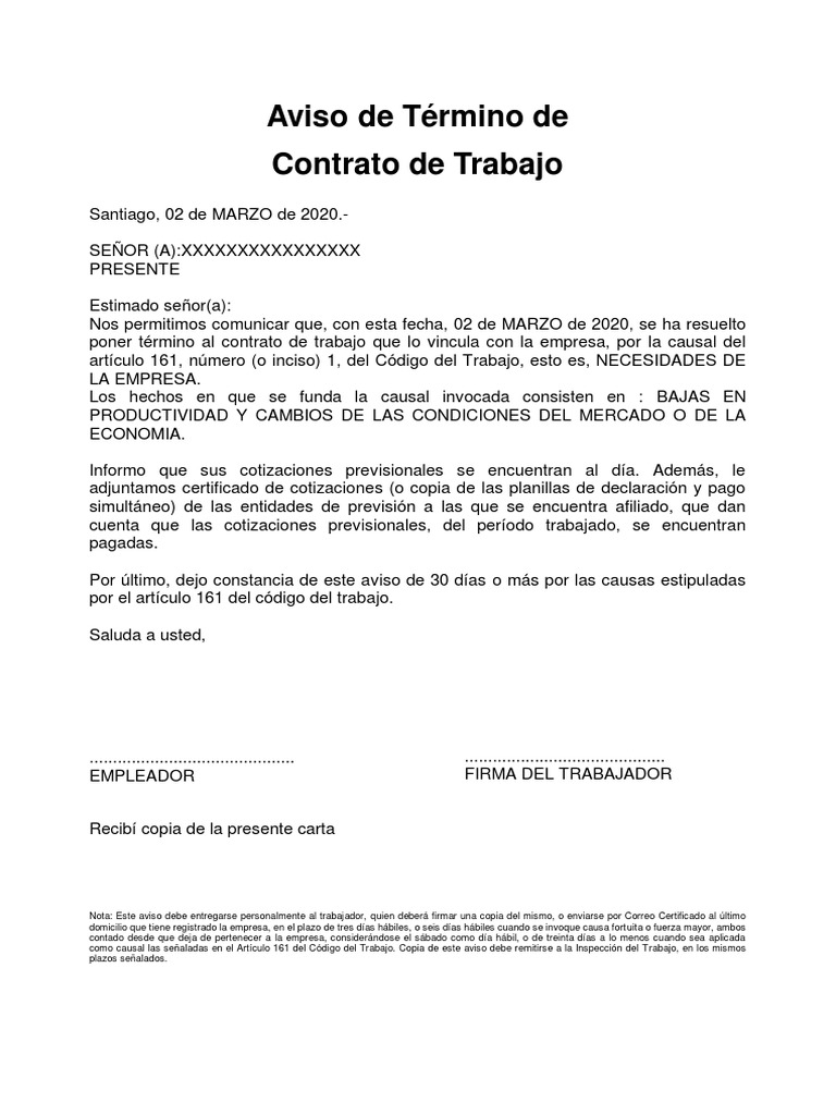 Aviso de Término de Contrato | PDF