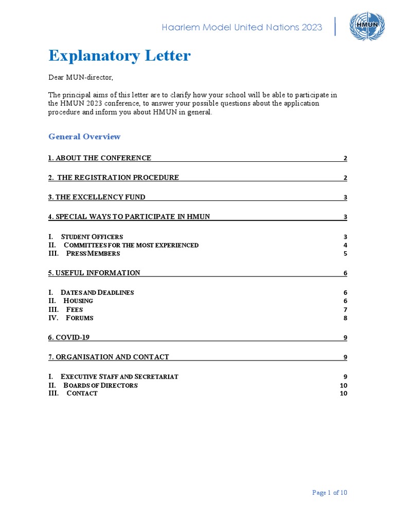 Explanatory Letter HMUN 2023-2 | PDF | United Nations | International Relations