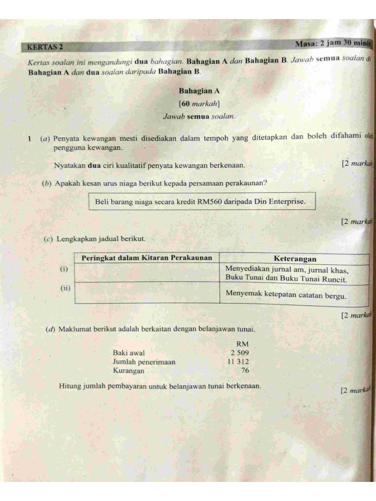 SPM Accounting 2018 Paper 2 | PDF