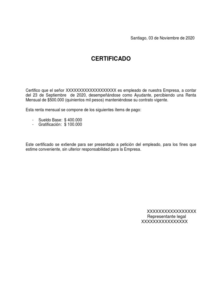 Certificado Sueldo | PDF