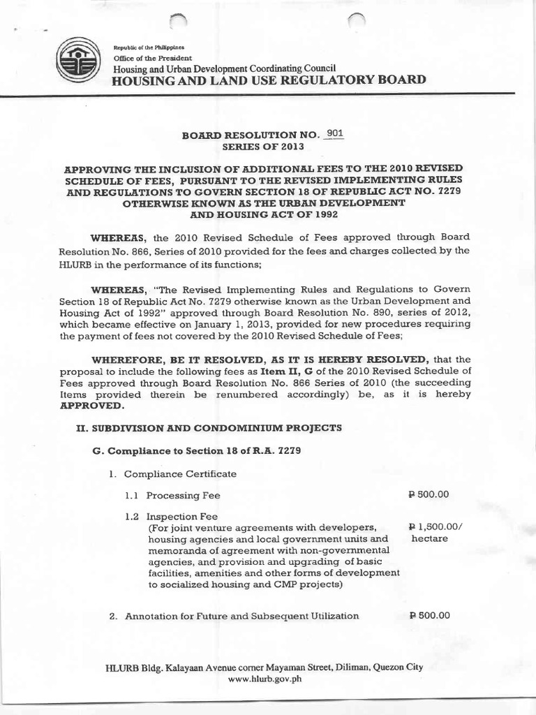 R-901 S. 2012 Approving The Inclusion of Additional Fees To The 2010 ...