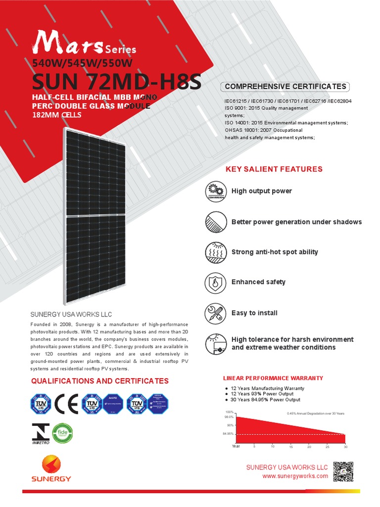 SUN-72MD-H8S | PDF | Photovoltaics | Equipment