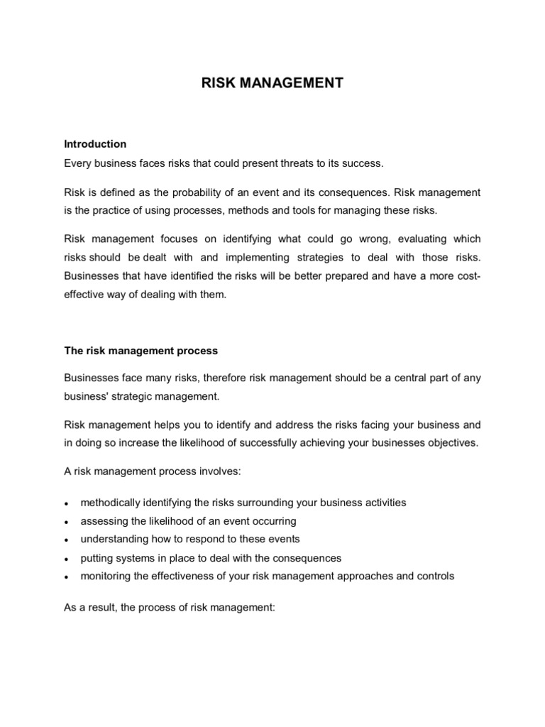 Risk Management | PDF | Risk Management | Risk