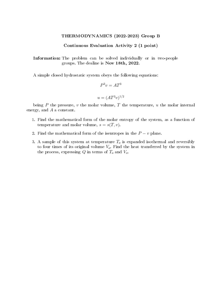 CAP2 2022 2023 Thermodynamics | PDF