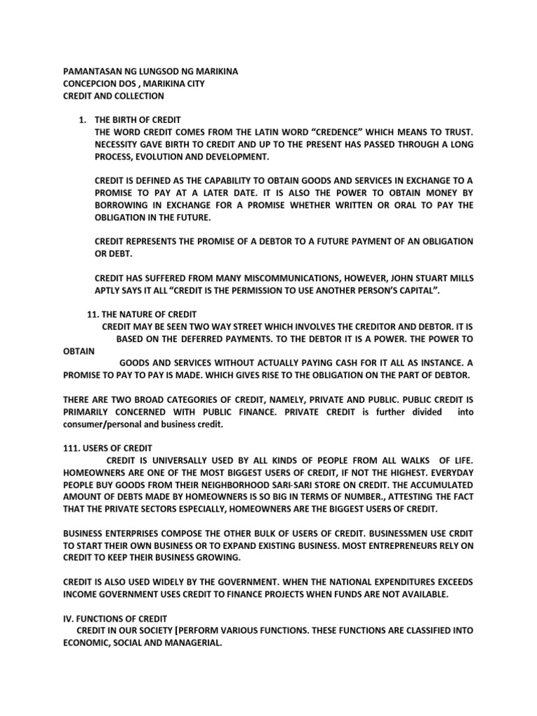 Lecture Credit and Collection Chapter 1 | PDF | Finance & Money ...