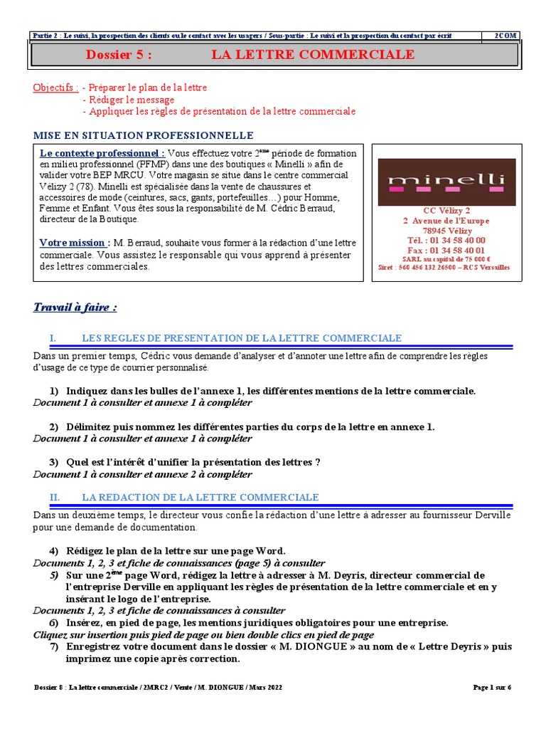 Rédaction d'une lettre commerciale | PDF | la communication ...