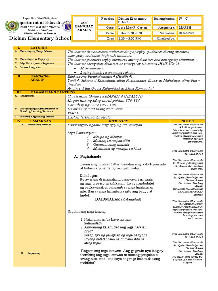 MAPEH COT HEALTH | PDF