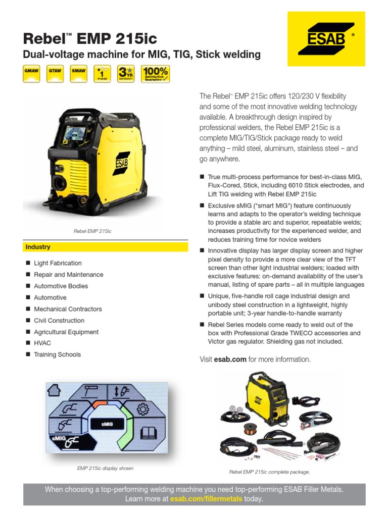 ESAB Rebel EMP 215ic | PDF | Welding | Construction