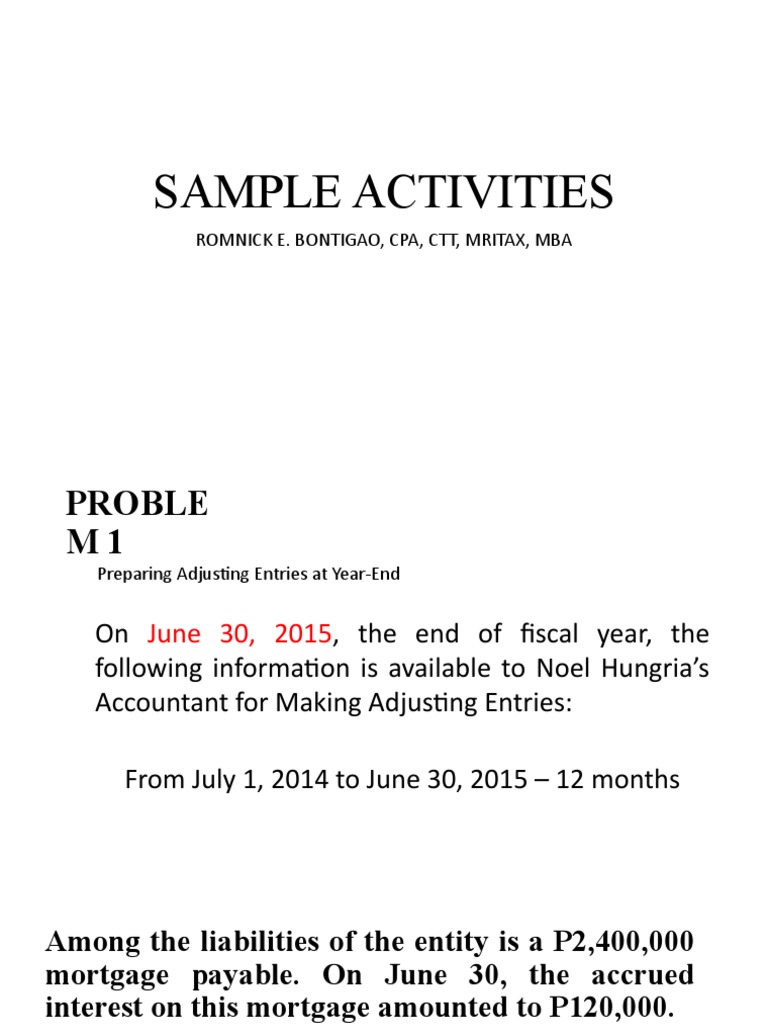 08 Sample-Activities | PDF | Depreciation | Insurance