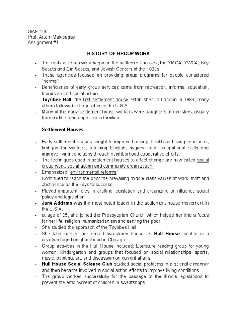 History of Group Work | PDF | Social Work | Welfare