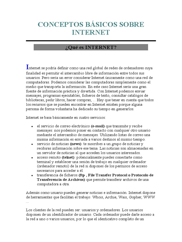 Conceptos Básicos Sobre Internet | PDF | Protocolo de transferencia de archivos | Internet
