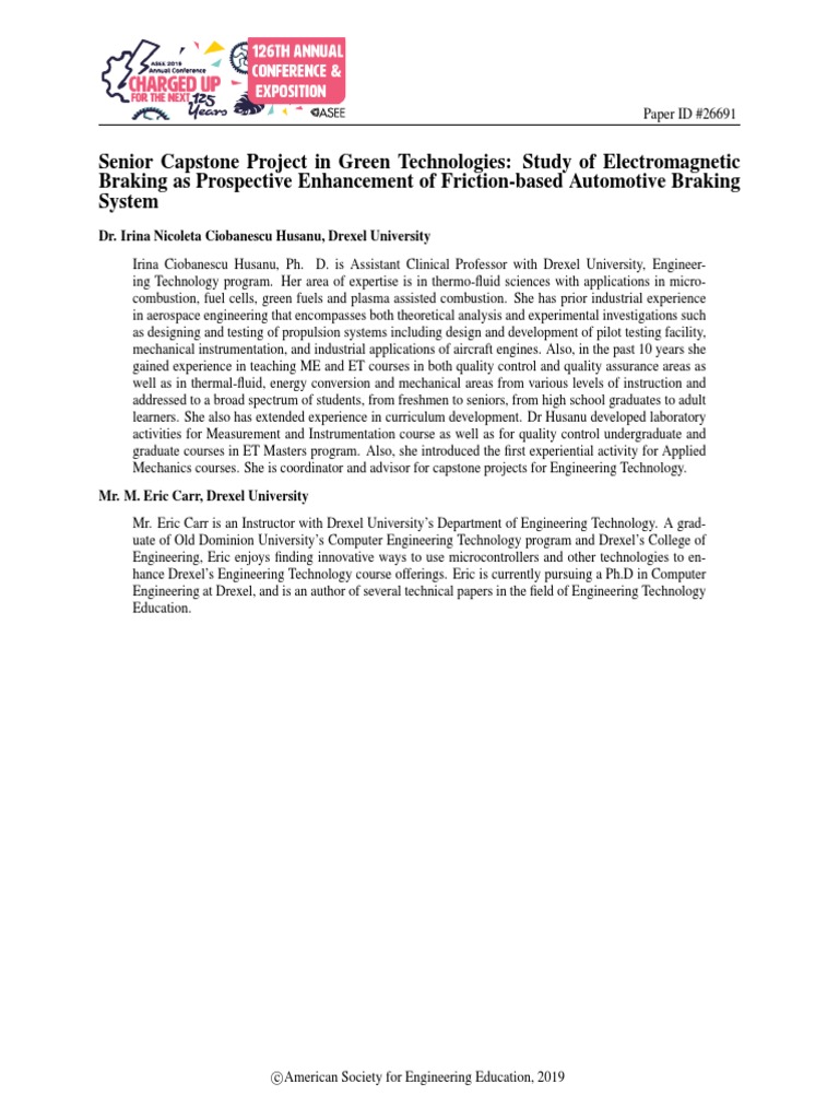 Senior Capstone Project in Green Technologies Study of Electromagnetic ...