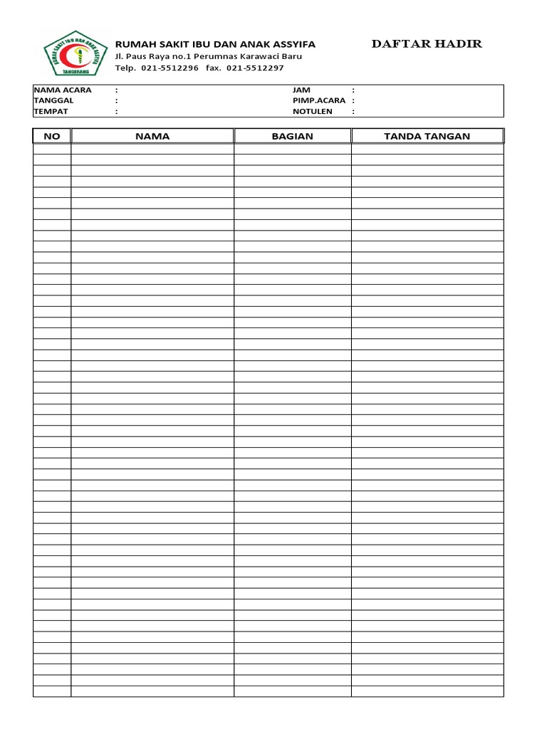 FORMULIR DAFTAR HADIR | PDF