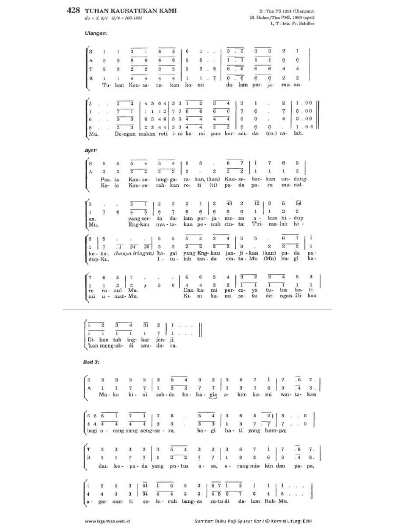PS 428 Tuhan Kau Satukan Kami | PDF