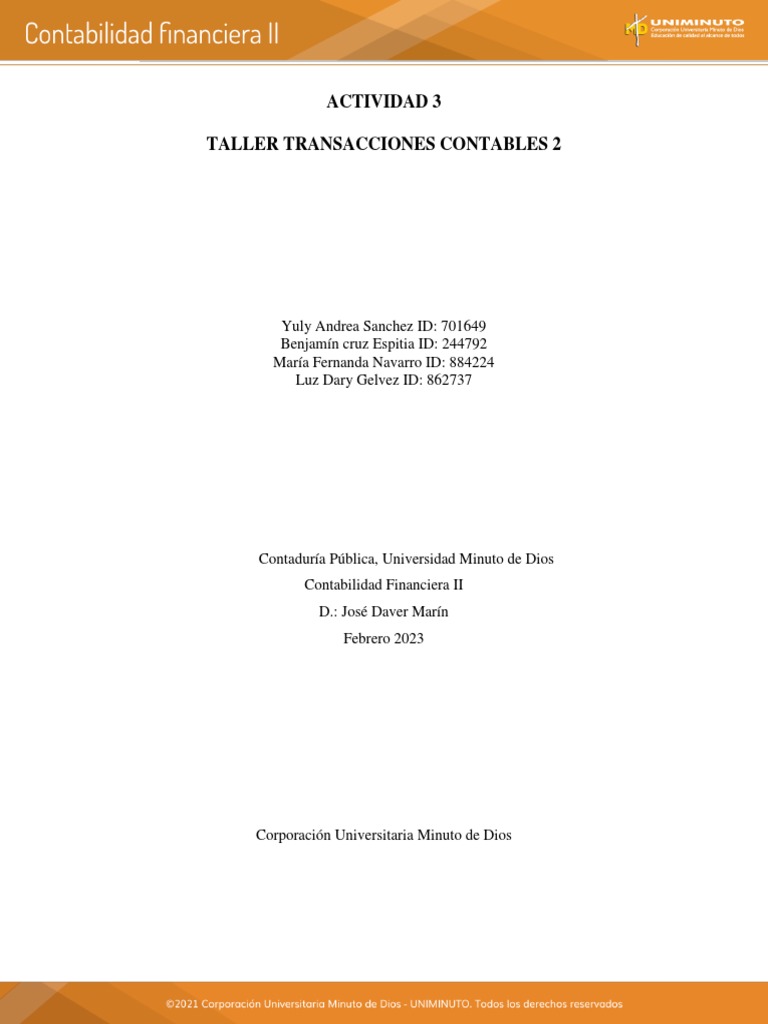 TERCERA ACTIVIDAD Uni2 - Act3 - Tal - Tra - Con - v20 - Cfii - Par2 | PDF | Depreciación ...
