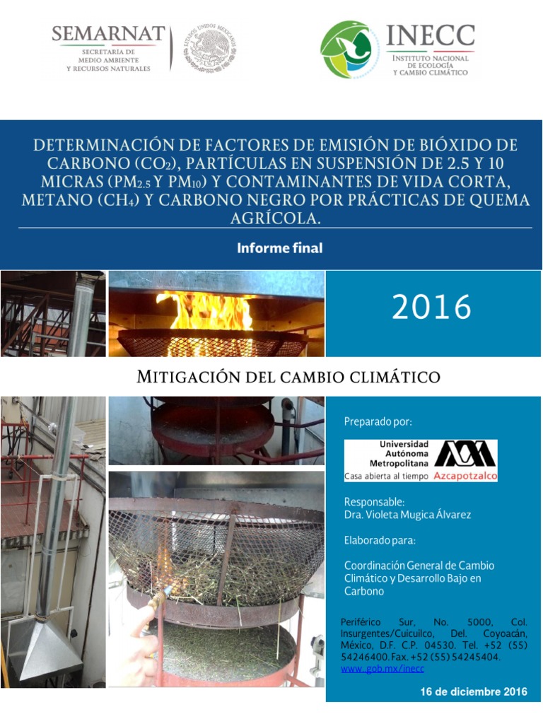 Factores de Emision de Quema Agr Cola CGMCC 2016 | Descargar gratis PDF | Gases de efecto ...
