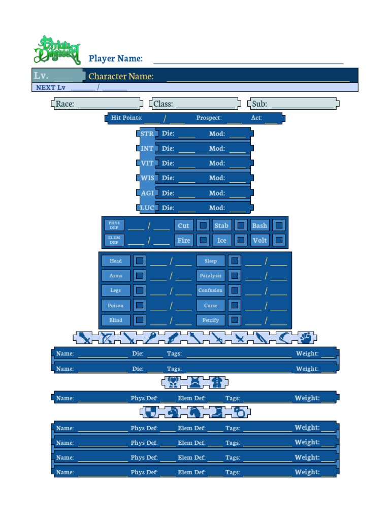 RPG Character Stats Template | PDF