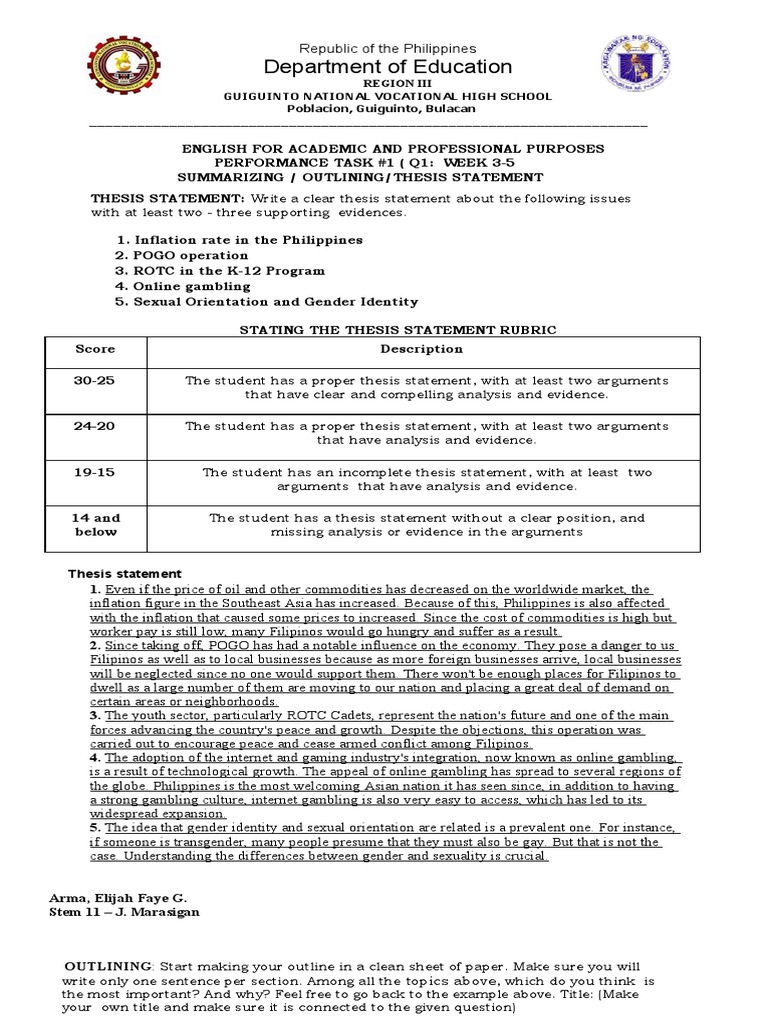 Eapp q1 Performance Task 1 Week 3 5 Elay | PDF