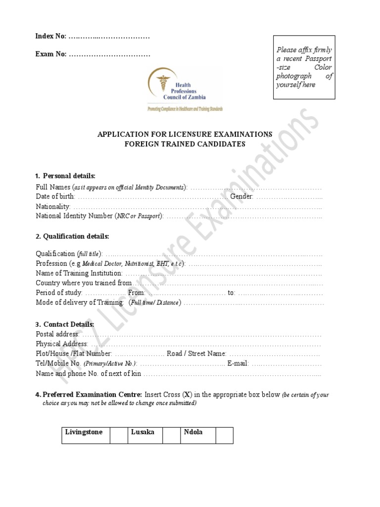 Lex Application Form Foreign Trained | PDF | Licensure