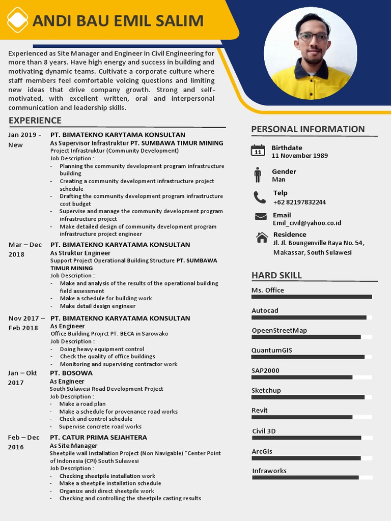CV Andi Bau Emil Salim | PDF | Physical Sciences | Engineering