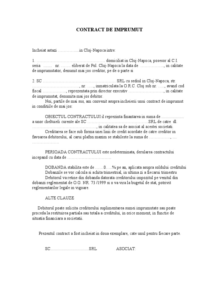 Contract de Imprumut | PDF