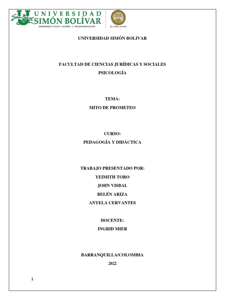 Taller Mito Prometeo 1 | PDF | Prometeo | Sociedad