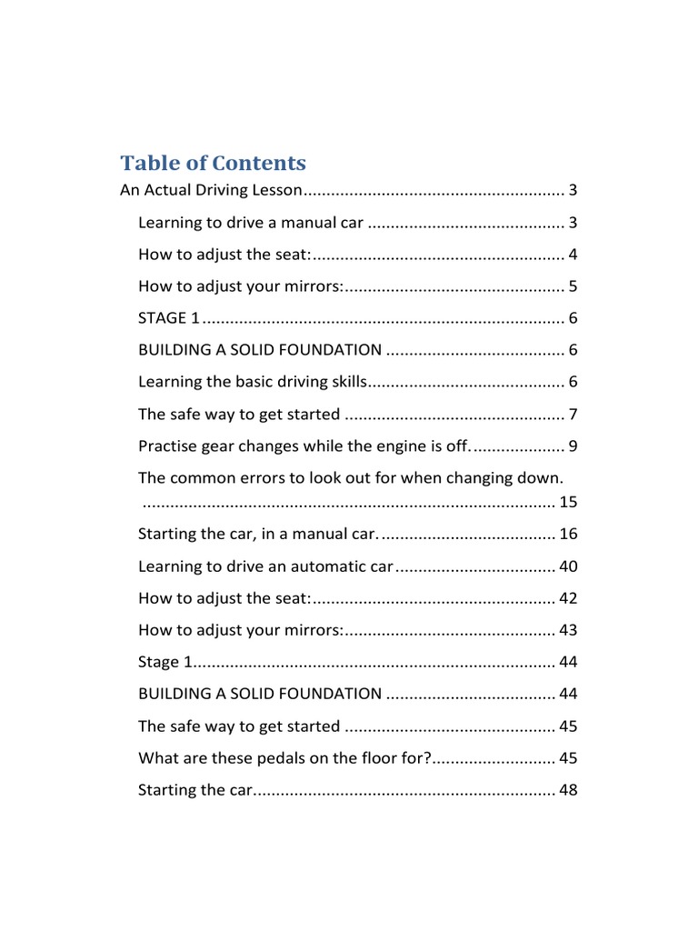 A Perfect Driving Handbook For Beginners For All Types of Cars | PDF ...