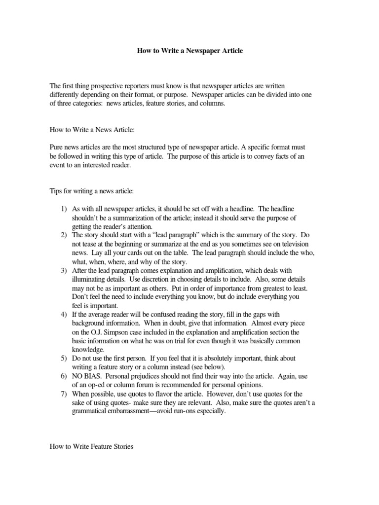 Newspaper Writing Guide | PDF | News | Newspapers