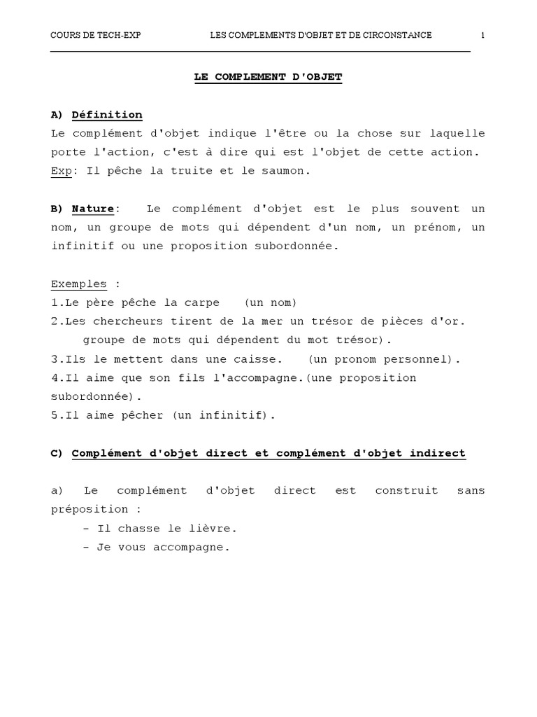 Compléments d'objet : Direct et Indirect | PDF