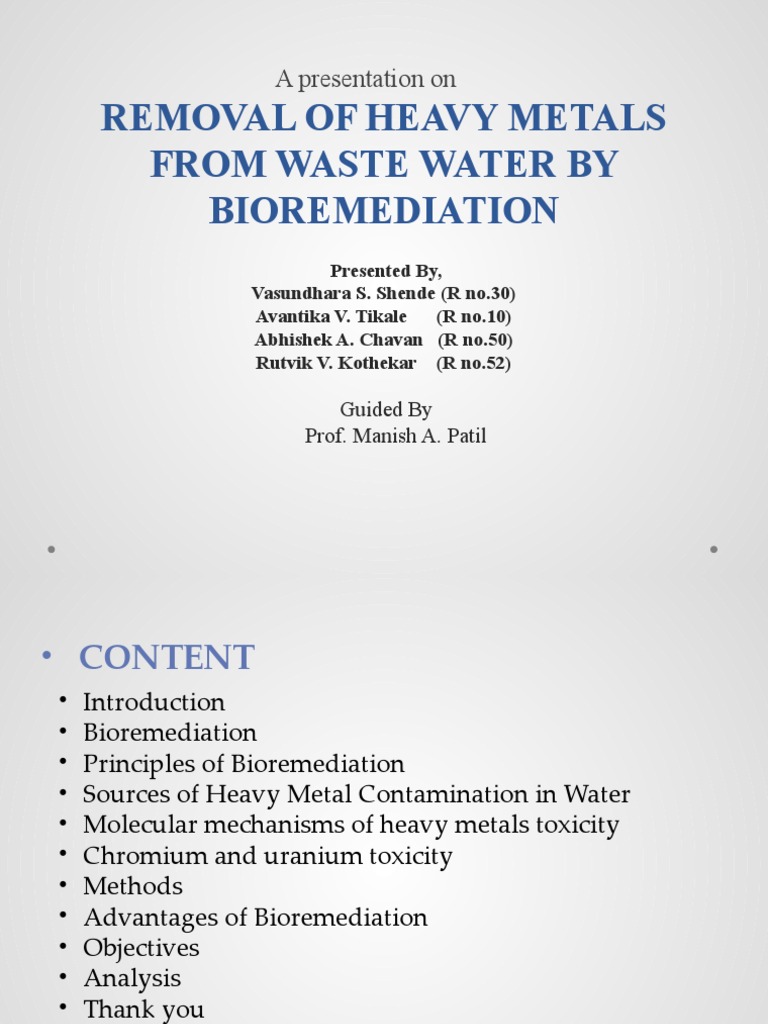 Bioremediation of Heavy Metals | PDF | Uranium | Chromium