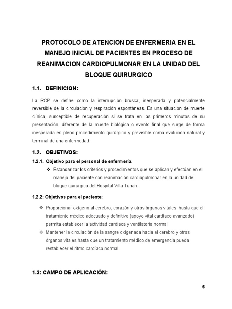 Protocolo R.R-1 | PDF | Reanimación cardiopulmonar | Paro cardíaco