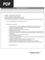 Experience Work Sheet Sample | PDF | Classroom | Teachers