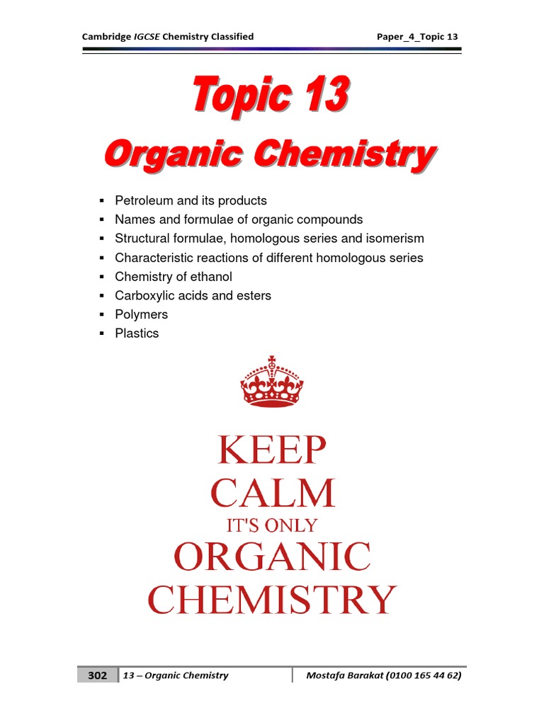 IGCSE Organic Chemistry Overview | PDF | Ester | Alkene