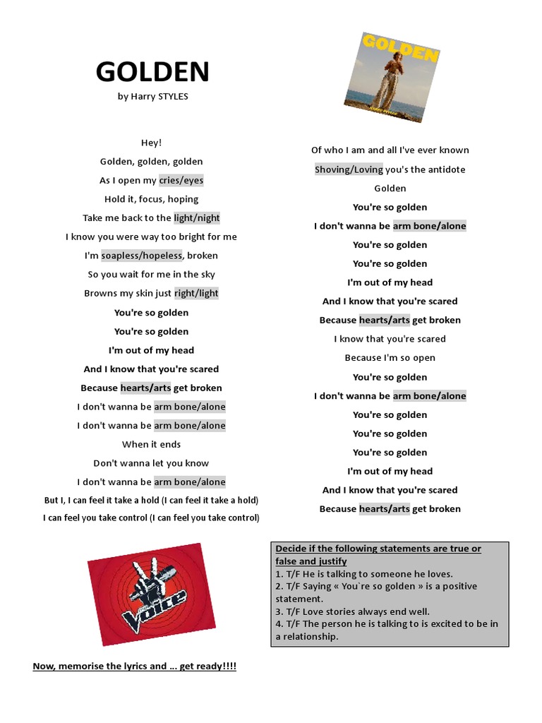 Golden Lyrics Analysis and Discussion | PDF