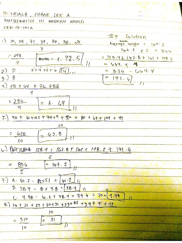 Quiz For Measures of Central Tendency | PDF